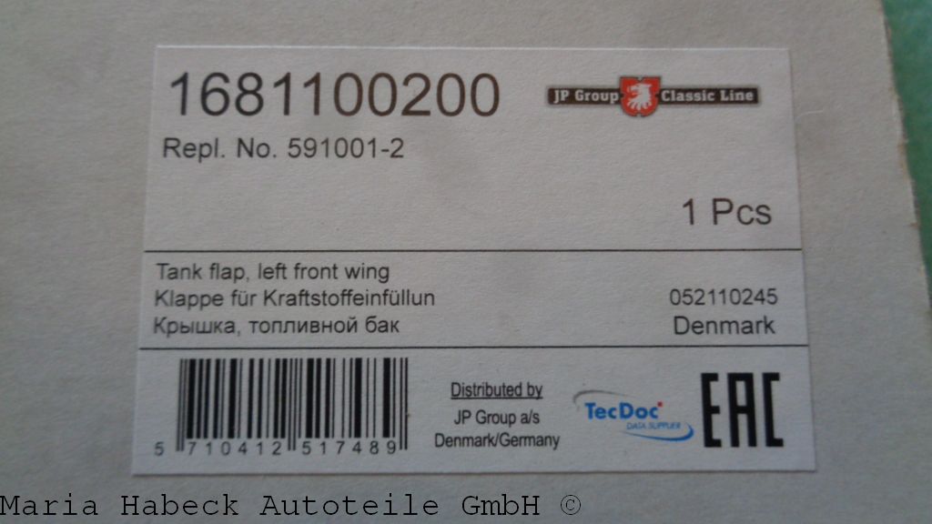 Tank flap, left front wing 911 year 69-89 591001-2 | 911-81-0169